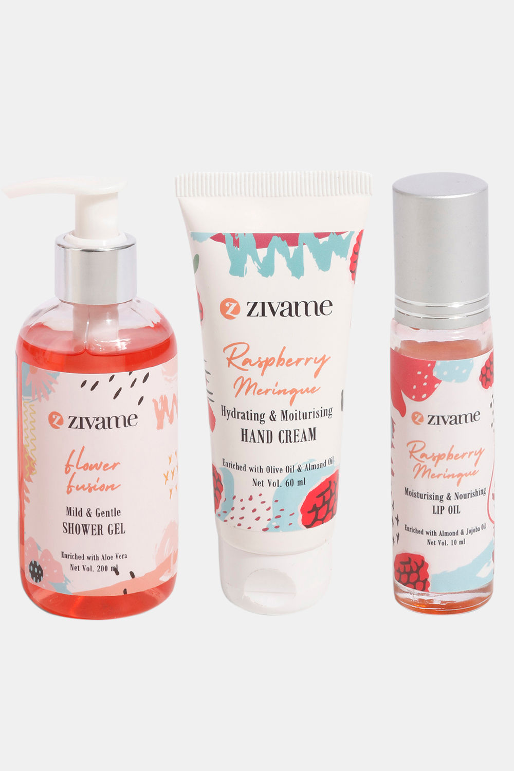 Buy Zivame Combo Pack Of Lip Oil, Hand Cream And Shower Gel - Raspberry ...