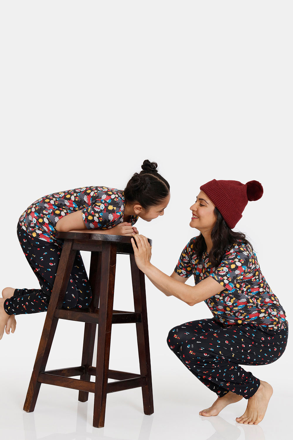 Buy Zivame Mini Me Knit Poly Mom-Kid Pyjama Sets - Moonless Night at Rs ...