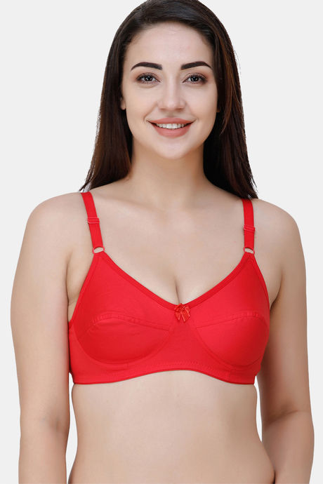 College Girl Double Layered Non Wired Full Coverage Super Support Bra Red