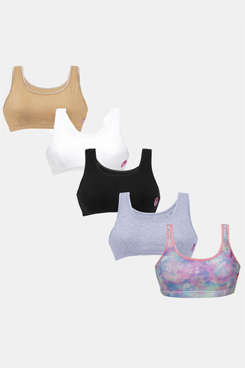 Buy Dchica Double Layered Non Wired Full Coverage Bralette (Pack Of 5 ...