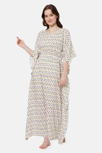 Buy Naidu Hall Cotton Full Length Nightdress - White at Rs.660 online ...