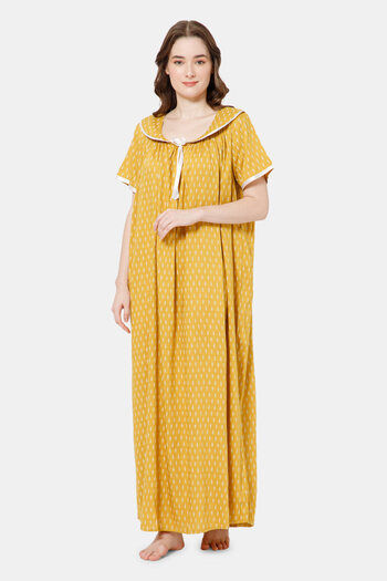Buy Naidu Hall Cotton Full Length Nightdress - Yellow at Rs.700 online ...
