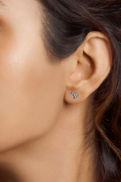 Giva 925 Sterling Silver Flower Heart Stud Earrings