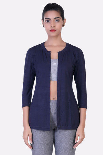 Buy Laasa Half Round Open Front Shrug - Navyblue at Rs.999 online ...