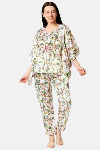 Buy Pyjama Party Satin Pyjama Set - Cream at Rs.1800 online | Nightwear ...
