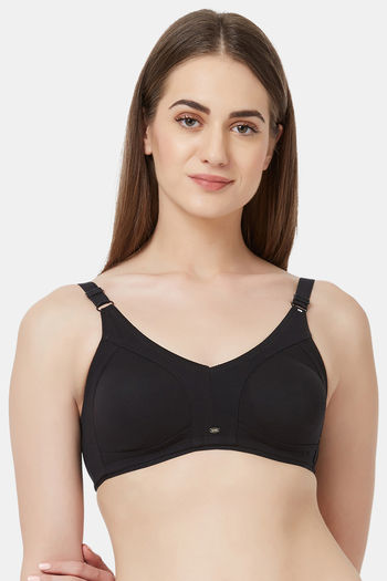 Buy Soie Single Layered Non Wired Full Coverage Bra Black At Rs760