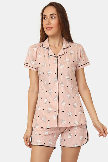 Buy Soo Sweet Cotton Short Set - Peach at Rs.1673 online | Nightwear online