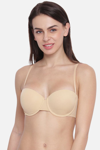 Buy Enamor Padded Wired Demi Coverage T Shirt Bra Skin At Rs525
