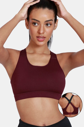 Buy Zelocity Sports Bra with Removable Padding - Fig at Rs.748 online ...
