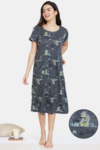 Buy Zivame Castle Queen Knit Poly Knee Length Nightdress - Castlerock ...