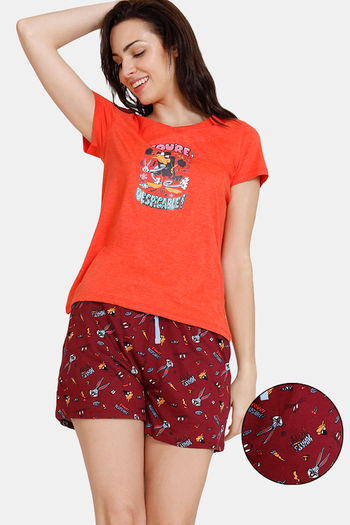 Buy Zivame Looney Tunes Knit Poly Shorts Set - Rhododendron at Rs.1295 ...