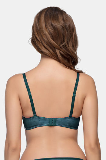 Buy Enamor Padded Wirefree Lace Bra Peacock Blue At Rs1199 Online Bras Online