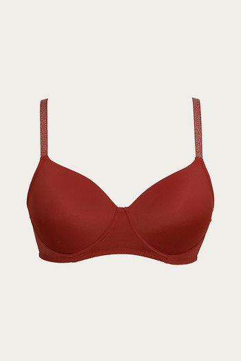 Buy Zivame Glitter Straps Padded Non Wired 3/4th Coverage Bra-Maroon at ...