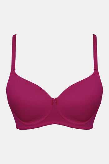 Buy Zivame Padded Non Wired 3/4th Coverage T-Shirt Bra - Purple at Rs ...